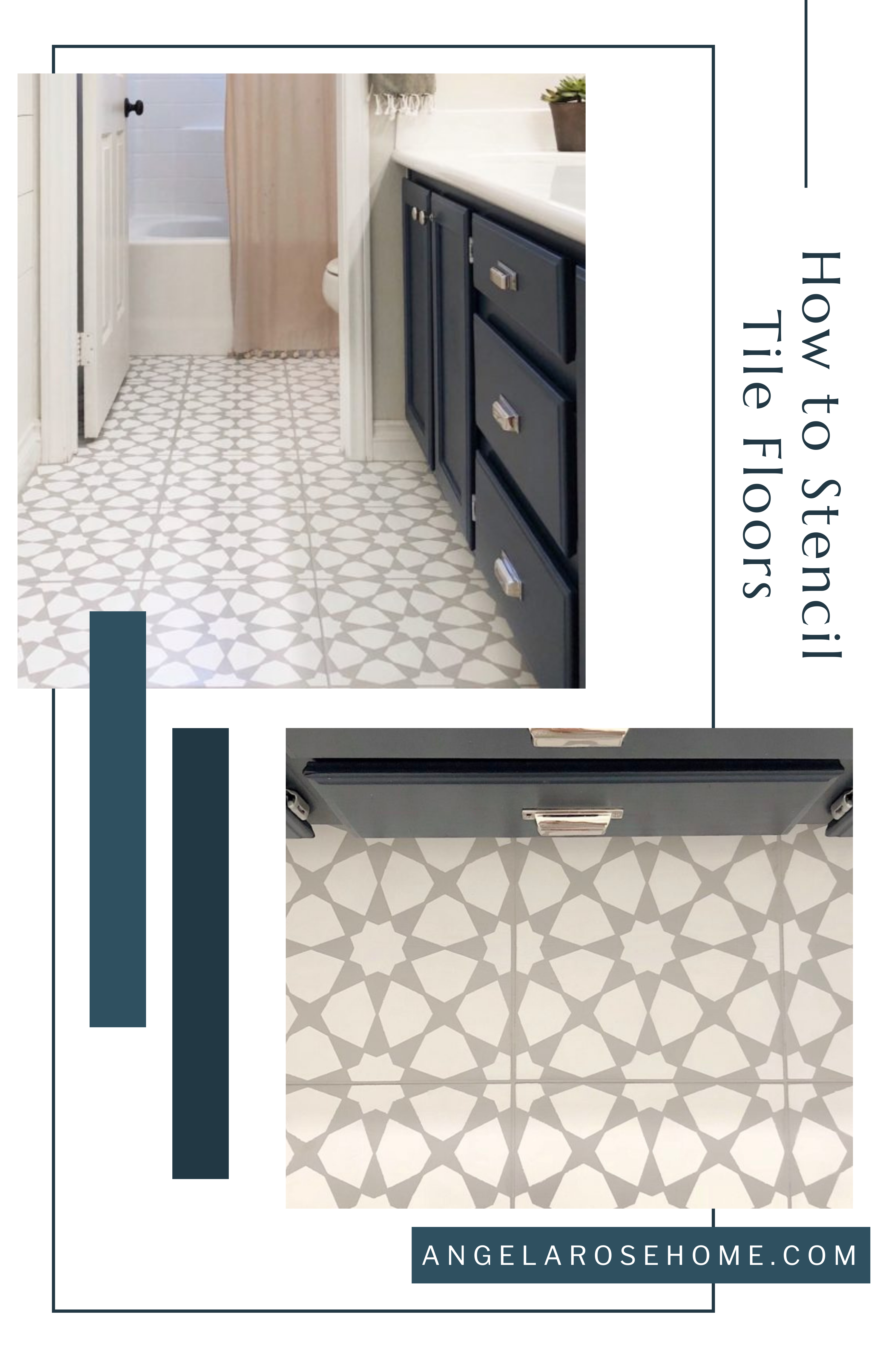 3 Ways to Stencil Your Tile Floor - Angela Rose Home